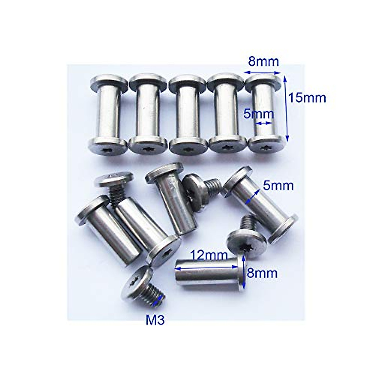 Pocket Knife Corby Bolts Pivot Pins,Folding Knives Screw Fasteners,EDC Knifemakers Rivets,DIY Knife Handle Studs,Pack of 10