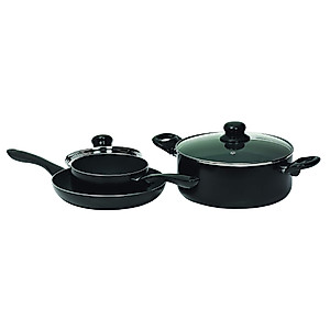 Starfrit Simplicity 5-Piece Cookware Set with Bakelite Handles, Black