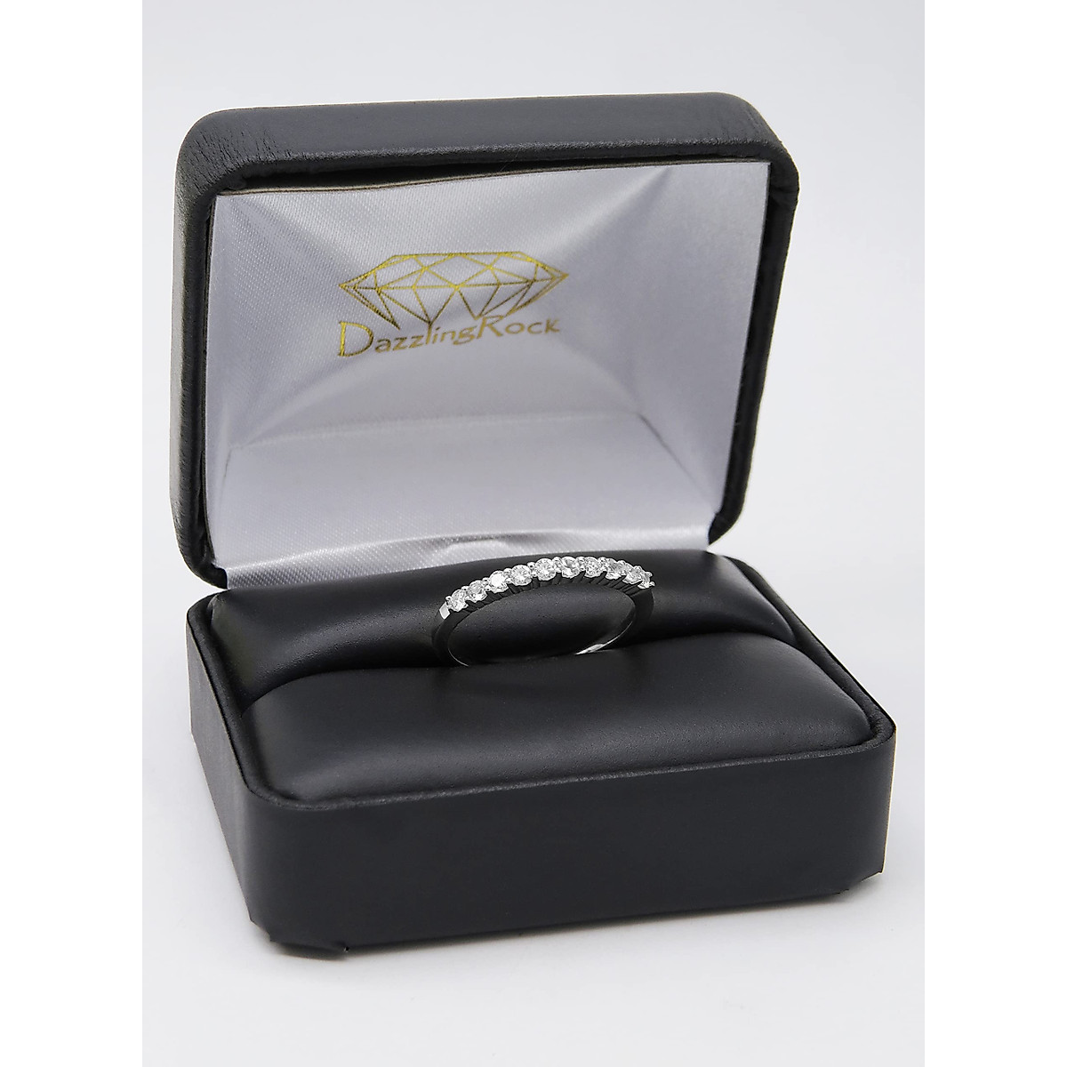 Dazzlingrock Collection 2mm Alternate Round Aquamarine & White Diamond Stackable Wedding Band for Women in 14K White Gold, Size 8