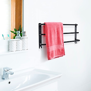 7Penn Bath Towel Bar - Stainless Steel Matte Black 3-Tiered Ladder Wall Mounted Bathroom Towel Rack with Hanging Hooks