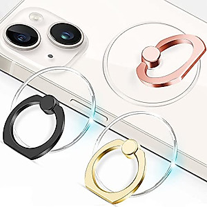 Cell Phone Ring Holder - JCHIEN Transparent Universal Finger Kickstand Cell Phone Ring Stand Holder Compatible with iPhone Samsung Smartphones