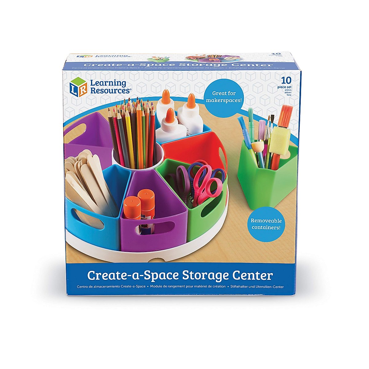 Learning Resources Create a Space Storage Center - 10 Piece set Art/Desk Organizer for Kids, Crayon/Homeschool Organizers and Storage