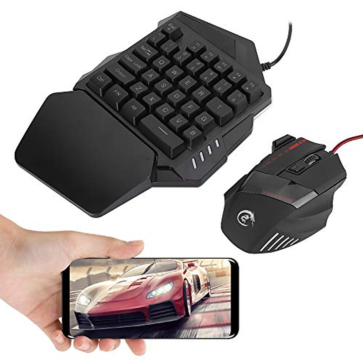 PC Gamer Set, One‑Handed Keyboard Keyboard Mouse Set, One‑Handed Gaming Keyboard, for Home Gaming Easy to Use