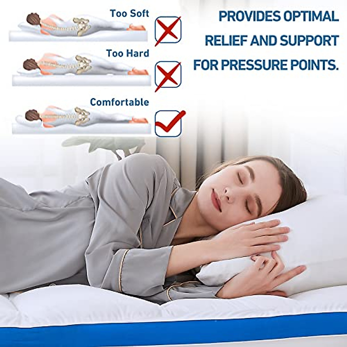 CYMULA Mattress Topper Queen: 3D Pillow Top Mattress Topper Queen Size Bed Soft Mattress Topper 8-21 inch Deep (60 * 80 inch)