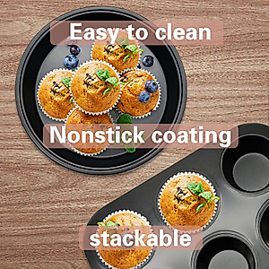 PINVNBY Baking Pans Set,Nonstick Bakeware Set with Baking Sheet, Muffin Pan, Round Cake Pan, Pizza Pan, Kitchen Oven Pan Baking Sheet Set, Complete Carbon Steel Bakeware Set (4 Pieces)