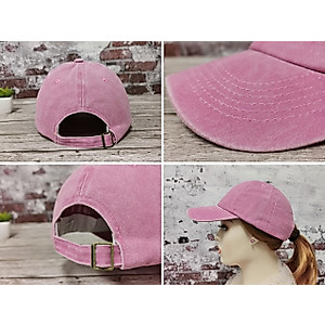 Hepandy Embroidered Palm Tree Hat for Women, Washed Pink Baseball Cap Snapback Hat for Girls, Outdoor Travel Denim Dad Hat Trucker Hat