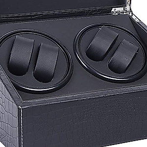 WANLECY 4+6 Watch Winder, Luxury Automatic 2 Motor Watch Winder Crocodile Pattern Display Case Storage Super Quiet for Lady and Men