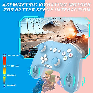 Bluetooth Controller for Switch/Mac/PC/Steam/Mobile Phone/iOS/Android//TV/iPad/Table/Apple Arcade MFi Games, Switch Pro Controller Wireless with Adjustable Dual Motion,Turbo,Macros,6-Axis,Wake Up