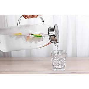 Purefold 100 Ounces Large Glass Pitcher with Lid, Hot/Cold Water Pitcher with Handle, Juice and Iced Tea Beverage Carafe
