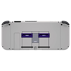 eXtremeRate DIY Replacement Shell Buttons for Nintendo Switch, Soft Touch Back Plate for Switch Console, Custom Housing Case with Full Set Buttons for Joycon Handheld Controller - Classics SNES Style