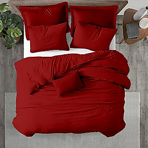 Kotton Culture Twin Duvet Cover 3 Piece 100% Egyptian Cotton with Zipper & Corner Ties Breathable All Season 600 Thread Count Soft Sateen Weave (Twin/Twin XL, Blood Red)