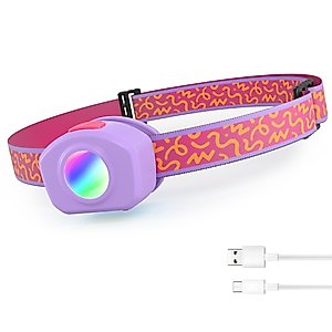 EverBrite LED Headlamp Rechargeable Kids Headlamp with RGB Mode and Adjustable Headband, 3 Modes Multicolor Headlamps for Kids, Bright Kids Head Lamp for Camping, Reading, Exploring, Parties