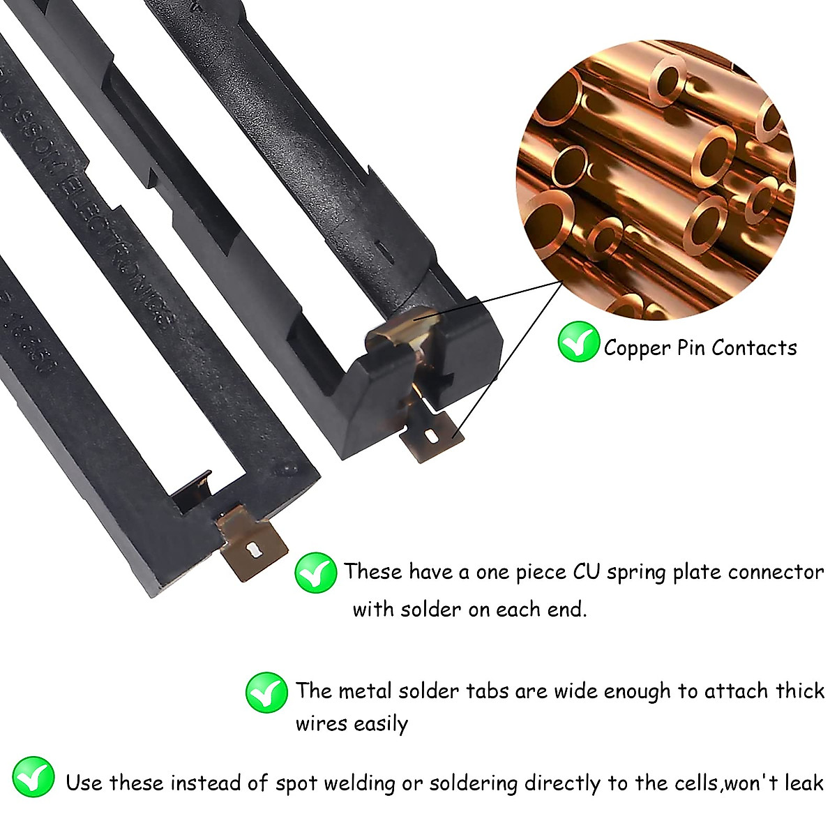 Diitao 8PCS 18650 Battery Holders 1 Slot 18650 Battery Clip Holder Box Case for 18650 Battery Copper Contacts Battery Storage Case(1 Slot 3.7V)