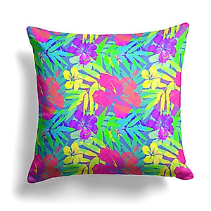 iiRov Summer Design Ink-Fuzed Decorative Throw Pillow - Tropical Fluorescent v1