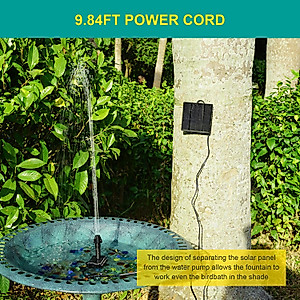 ZOLOCHEL Solar Fountain Kit 2024 Upgraded Glass Panel,9.84 Power Cord Solar Bird Bath Fountains No Battery DIY 9 Nozzles, Solar Water Fountain for Bird Bath Garden Décor(Black)