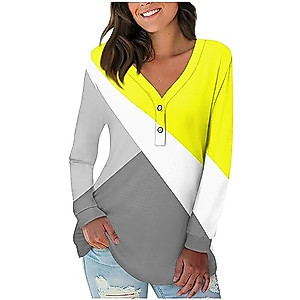 Tunic sweaters for women Fall Clothes for Women 2023 Womens top Hoodies for Women Short sleeve shirts for women Crew neck sweatshirts women Womens Blouses（1-Yellow,Small）