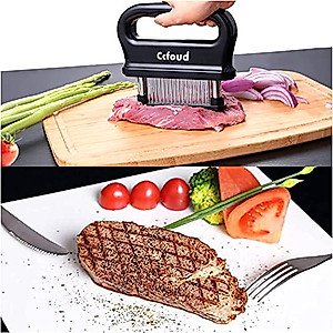 Meat Tenderizer, 48 Stainless Steel Ultra Sharp Needle Blade Tenderizer for Tenderizing Steak, Beef with Cleaning Brush,Durable Baking Kitchen Accessories by Ccfoud
