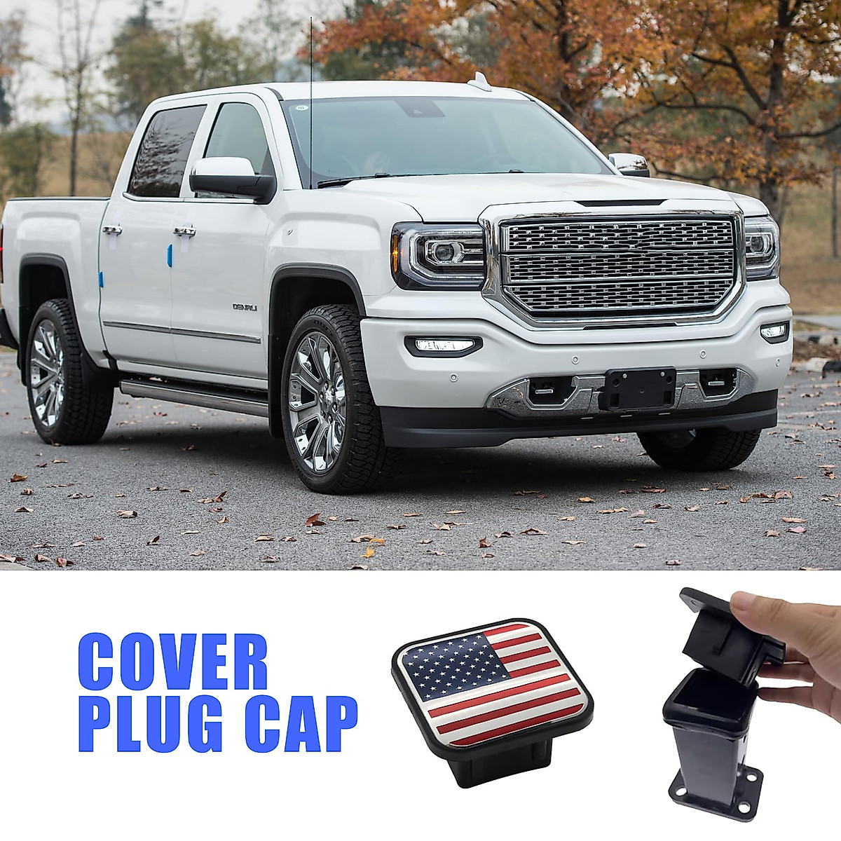 ZBGUN 2 Inch American Flag Trailer Hitch Cover Tow Hitch Covers Plug Cap Rubber Fits，for Toyota Jeep Chevrolet Ford Nissan Dodge Ram Porsche Range Rover Honda Ridgeline 2 Inch Hitch Receivers (Red)