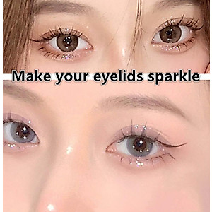 Go Ho White Metallic Glitter Eyeshadow Liquid,Shimmer Eye Shadow Bling,Glitter Eyeliner Sparkle Eye Glitter Stick,Loose Glitter Glue Korean Makeup for Women,03# Pearl White