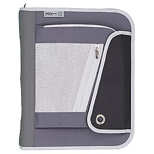 Mead 1-1/2Inch Zipper Binder, 3 Ring Binder, Heavy Duty, PRO Platinum, Gray/Black (72862)