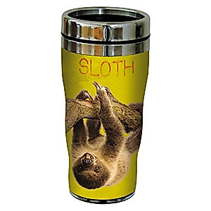 Tree-Free Greetings Eric Isselee Sloth Sip 'N Go Stainless Lined Travel Mug, 16-Ounce