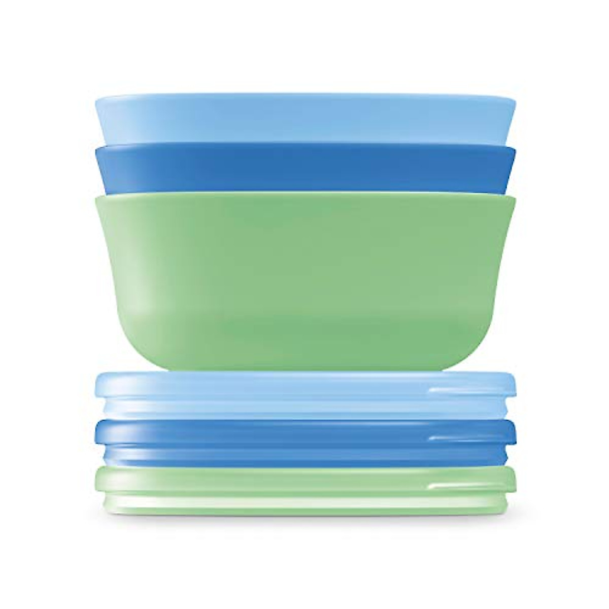 NUK Stacking Bowl and Lid, Assorted Colors, 3 Pack, 4+ Months