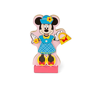 Melissa & Doug Disney Minnie Mouse and Daisy Duck Magnetic Dress-Up Wooden Doll Pretend Play Set (40+ pcs) Minnie Mouse Toys, Disney Dress Up Dolls For Preschoolers And Kids Ages 3+