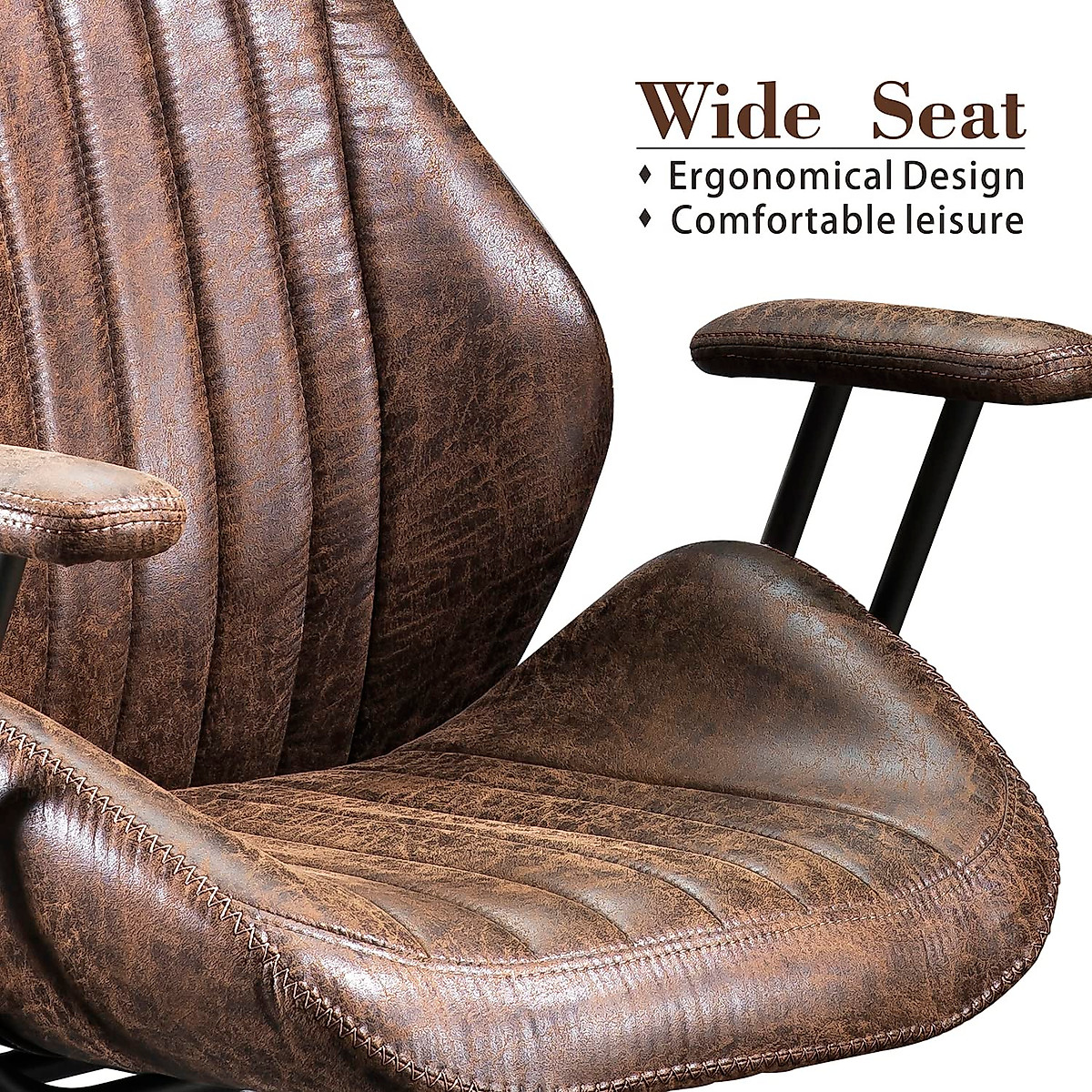 ovios Ergonomic Office Chair,Modern Computer Desk Chair,high Back Suede Fabric Desk Chair with Lumbar Support for Executive or Home Office (Dark Coffee)