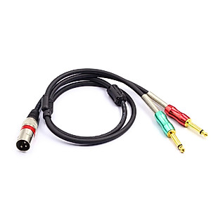 SiYear XLR 3 Pin to Double 6.35mm 1/4" TS Male Y Splitter Cable, Dual Mono (1/4 inch) 6.35mm to XLR Male Plug Stereo Microphone Cables(3.3Feet)