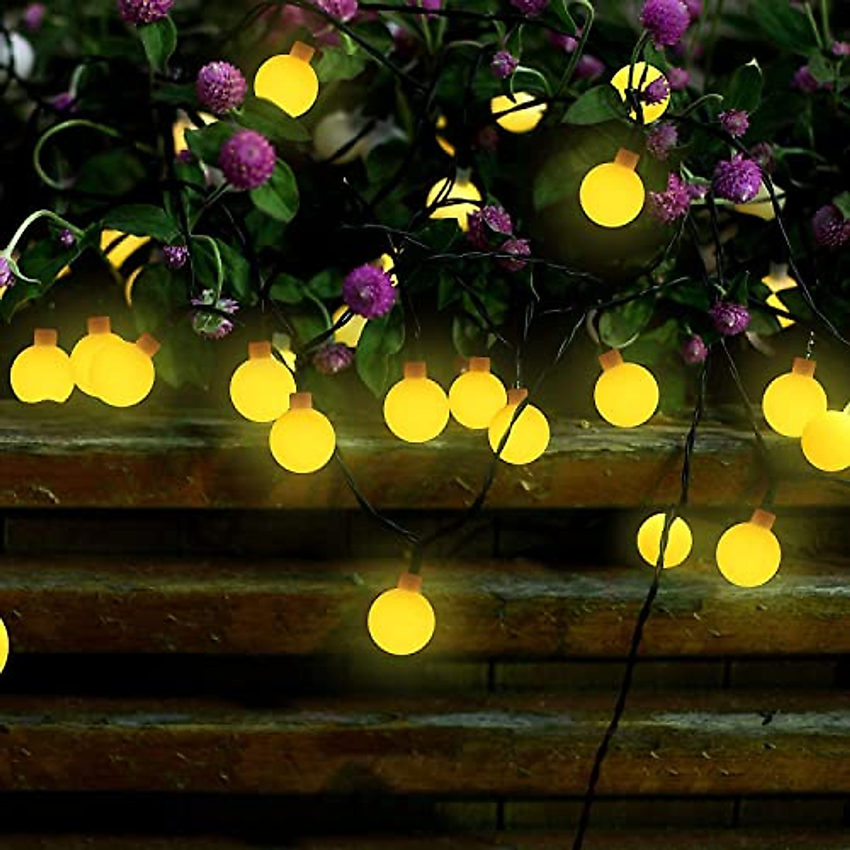 Kiosbibi Outdoor String Lights, 35.6ft 60LED Solar String Lights Outdoor Waterproof IP65, 8 Lighting Modes LED String Lights for Garden Yard Porch Wedding Party Patio Decor Christmas Gifts