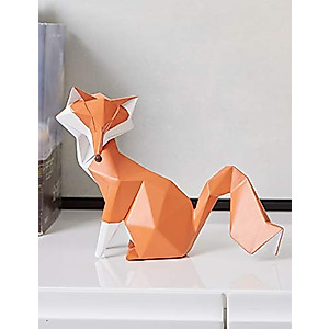 HAUCOZE Fox Figurine Gifts Geometric Sculpture Decor Animal Statue Gifts Polyresin Arts 8.0 inch