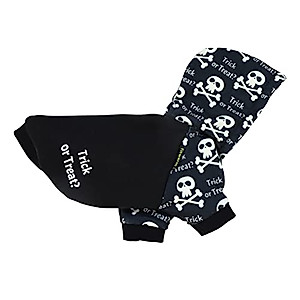 Fitwarm Trick Or Treat Dog Halloween Costume, Holiday Dog Clothes for Small Dogs Boy, Funny Pet Skeleton Hoodie, Cat Pirate Skull Outfit, Black, White, Small