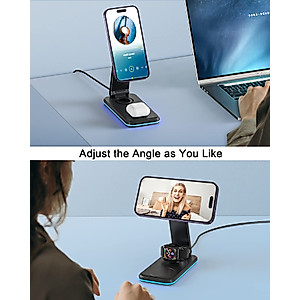 BOCLOUD 3 in 1 Wireless Charging Station, Portable Charging Stand Fast Wireless Charger for iPhone 15, 14,13,12 Pro Max/Pro/Mini, iWatch 8/SE2/7/6/SE/5/4/3/2, AirPods Pro/3/2