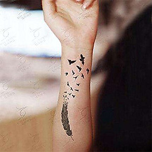 COKOHAPPY 10 Sheets Tiny Temporary Tattoo Feather Bird for Men Women