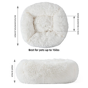 Gavenia Cat Bed for Indoor Cats,22 inch Soft Long Plush Cushion Washable Pet Bed Calming Self-Warming Square Cat and Dog Bed Anti-Slip & Waterproof Bottom Cushion (22 x 18 x 7 inch, White)…