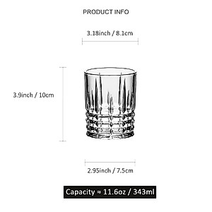 Old Fashioned Whiskey Glasses Set of 6, 11 Oz Unique Bourbon Glass, Old Fashioned Liquor Vodka Bourbon Cocktail Scotch Tumbler Bar Glasses Set