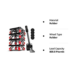 Furniture Mover Dolly, Moving Dolly, 4 Wheels & Furniture Lifter Set, 360° Rotation Wheels Furniture Movers, 800 Lbs Load Capacity, for Moving Heavy Furniture, Refrigerator, Sofa, Cabinet