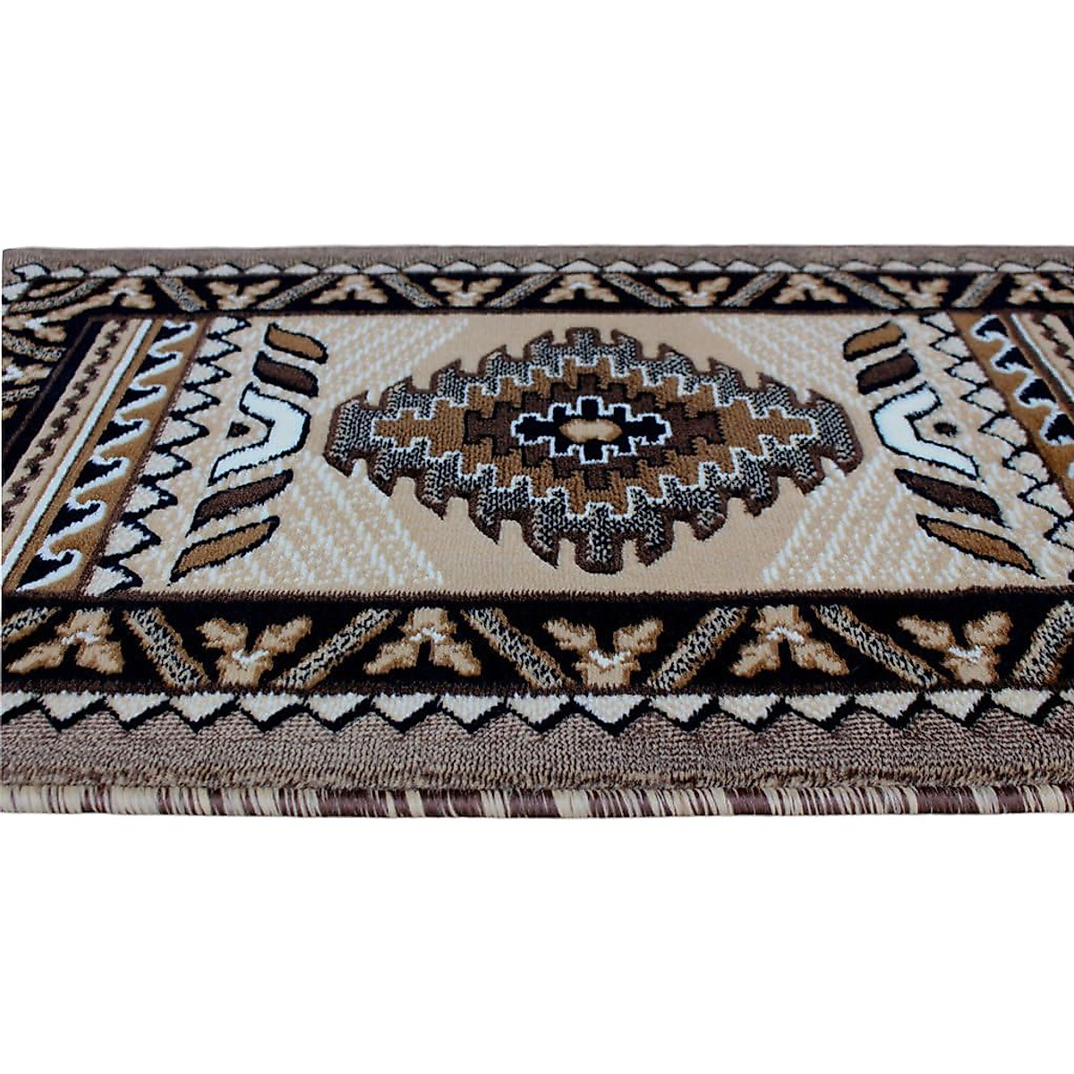 YHSF South West Native American Area Rug D143 - Easy Clean, Thick, Soft, Durable Tribal Indian Inspired Kingdom Design Runner Rug for Bedroom/Living Room and More - Berber, 2 Feet x 3 Feet 4 in