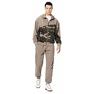 RPOVIG Men's Track Suits, 2 Pack Sweatsuits Outfits Full Zip Jackets Athletic Pants for Jogging Gym Workout