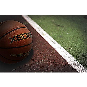 XEDGE Basketball Size 5/6/7 Composite Leather Street Basketball Indoor Outdoor Game Ball with Needle,Pump and Carry Bag (Red, Size 7)