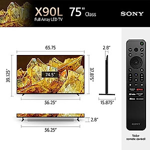 Sony 75 Inch 4K Ultra HD TV X90L Series: BRAVIA XR Full Array LED Smart Google TV with Dolby Vision HDR and Exclusive Features for The Playstation® 5 XR75X90L- 2023 Model,Black