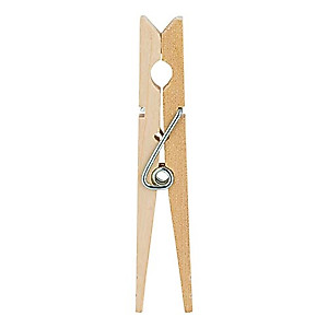 Woolite Extra Large Wooden 100 Pack Clothespins| Dimensions: 0.4 x 0.43 x 3.25 inches| Perfect for Indoor and Outdoor Use| Great for Hanging Clothes, Art & Crafts| Bags, Rust Resistant