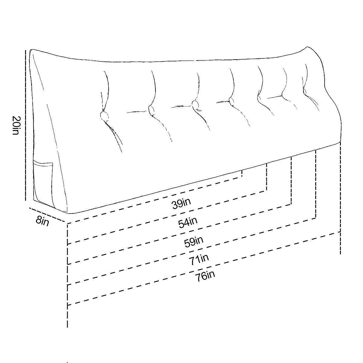 WOWMAX Ergonomics Headboard Pillow for California King Size Bed, Multifunctional Upholstered Headboard Pillows, Triangular Long Wedge Pillow for Wall No Need to Assembly Velvet (100% Cotton) Black