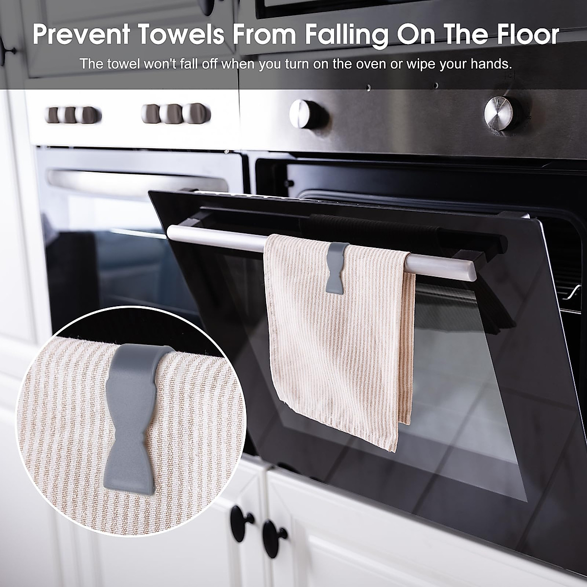 Towel Clips for Kitchen (4 Pack) Keeps Towel from Falling，Stove Towel Clip，Dishwasher Towel Clip，Stove Towel Clip，Oven Towel Clip，Refrigerator Towel Clip，No More Towels on The Floor