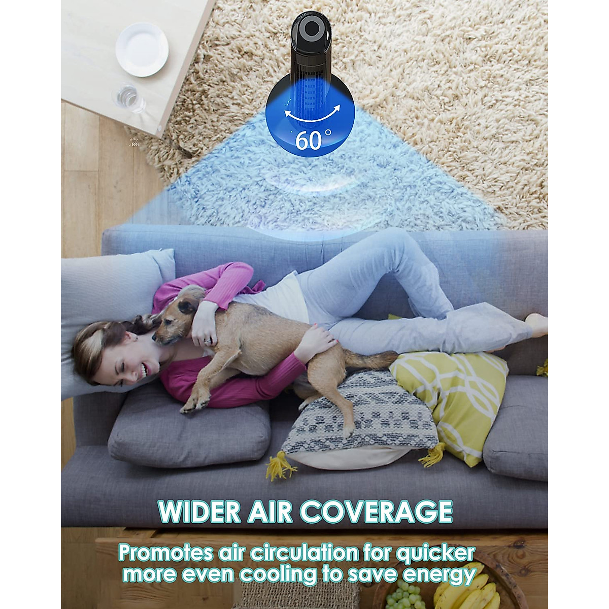 Portable Electric Oscillating Tower Fan with 12H Timer, LED Display and Remote Control 36‘’Quiet Bladeless Fan with 3 Modes for Bedroom, Living Rooms and Office use