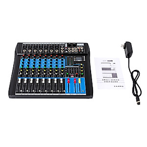 8 Channel DJ Digital Audio Mixer Live Studio Audio Sound Mixer Console Professional Sound Mixing Console for Home KTV Conferences Bars Stage Performances