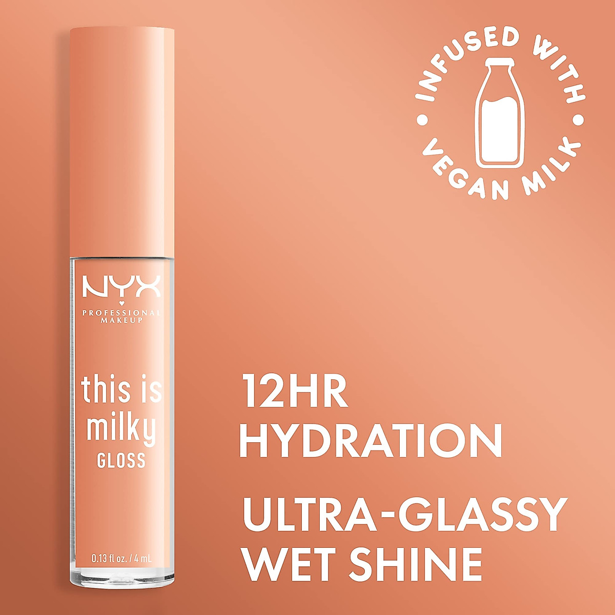 NYX PROFESSIONAL MAKEUP This Is Milky Gloss, Vegan Lip Gloss, 12 Hour Hydration - Milk & Hunny (Sheer Light Honey)