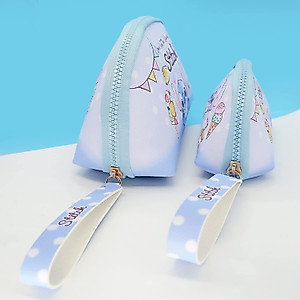 Kawaii Stitch Travel Cosmetic Bag & Coin Purse Set, Cosmetic Pouch Makeup Bag with Zipper, PU Travel Toiletry Bag Makeup Accessories Organizer, Foldable Storage Bags Makeup Pouch for Women Girls