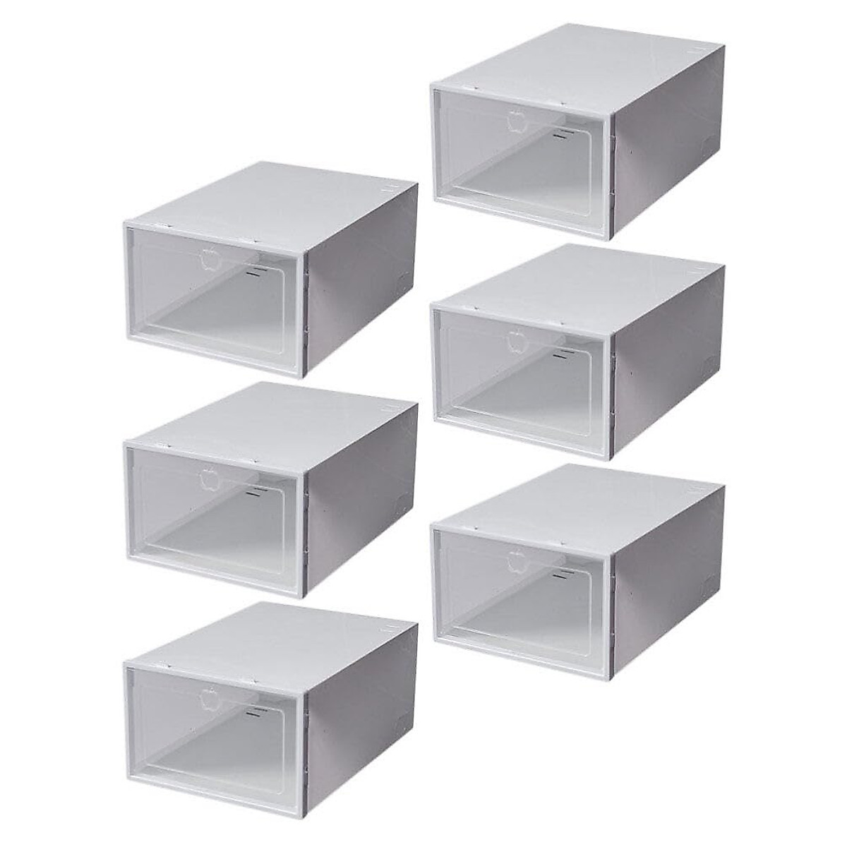 Hemoton Clear Shoe Organizer Plastic Shoe Box with Clear Door, 6pcs Plastic Stackable Shoe Organizer for Closet, Space Saving Foldable Shoe Rack Sneaker Container Bin Holder
