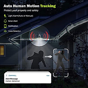 TIEJUS Security Camera Outdoor, 2K Outdoor Security Cameras with 360° PTZ, 2.4G WiFi Wired Home Surveillance Camera, 24/7/Color Night Vision/Spotlight/2 Way Talk/Compatible with Alexa/Voice Detection